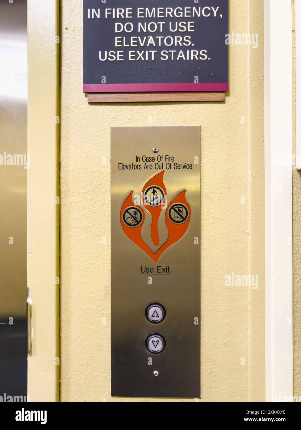 Santa Maria, California, USA - July 21, 2024. Elevator control panel ...