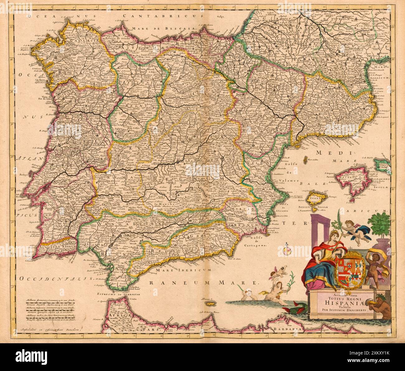 Vintage historic Pictorial Map of Iberian Peninisula - Spain and ...