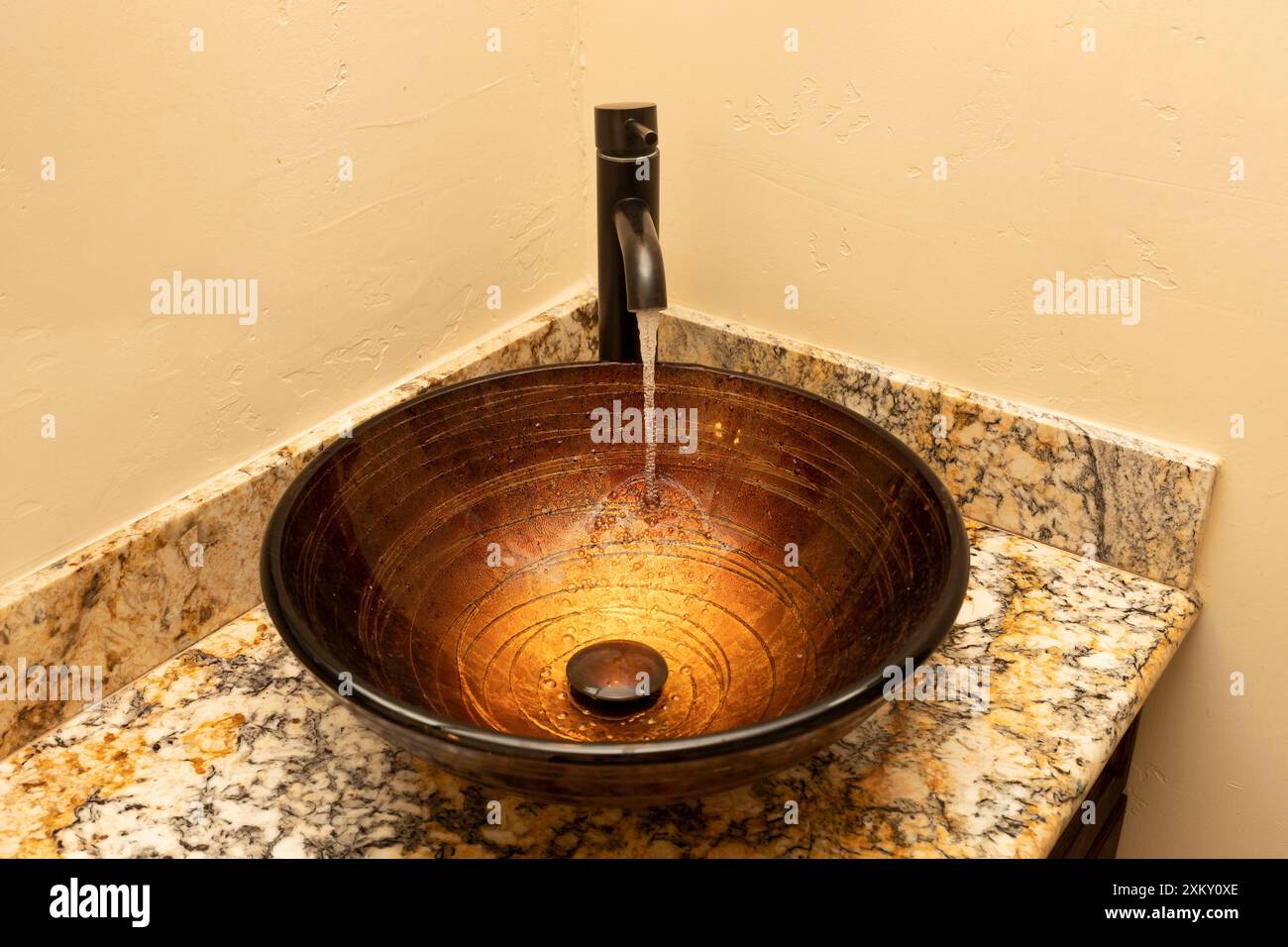 Golden Greek Glass Bowl Vessel Bathroom Sink And Faucet Set In Antique ...