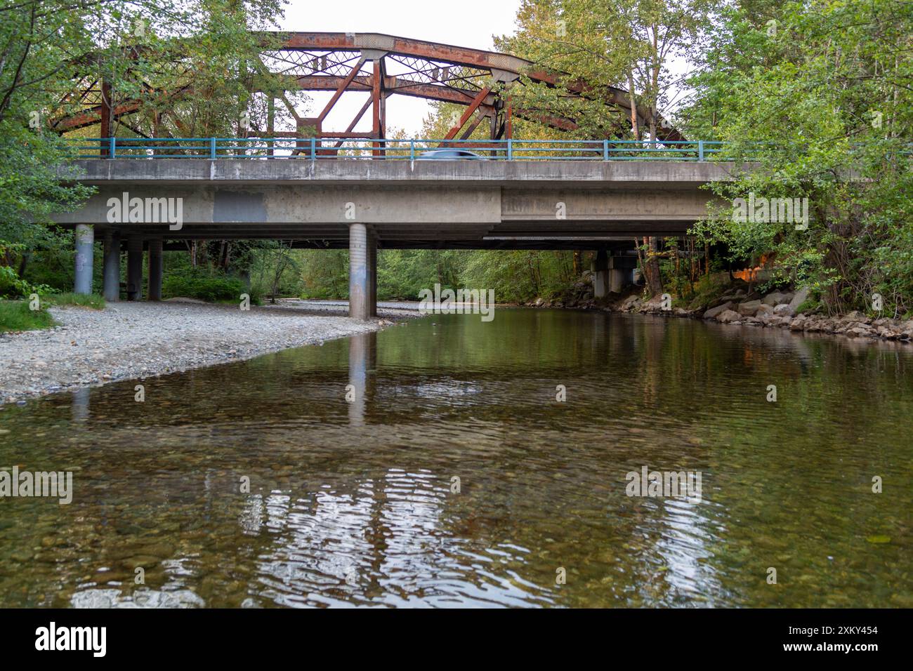 Bridge from a side on rocky river in Port Coquitlam Stock Photo - Alamy