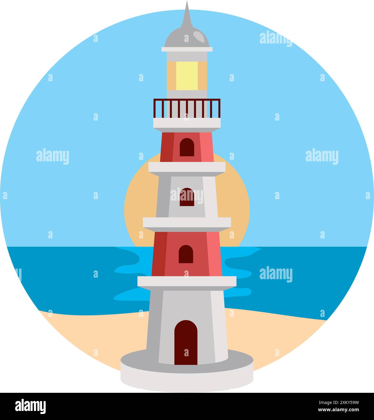 seascape with lighthouse architecture Stock Vector Image & Art - Alamy