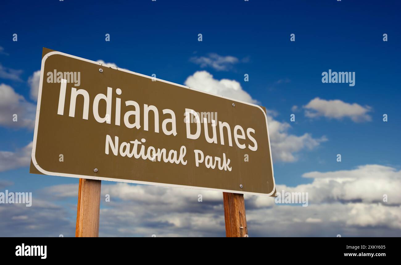 Indiana Dunes National Park (Indiana) Road Sign Against Blue Sky and ...