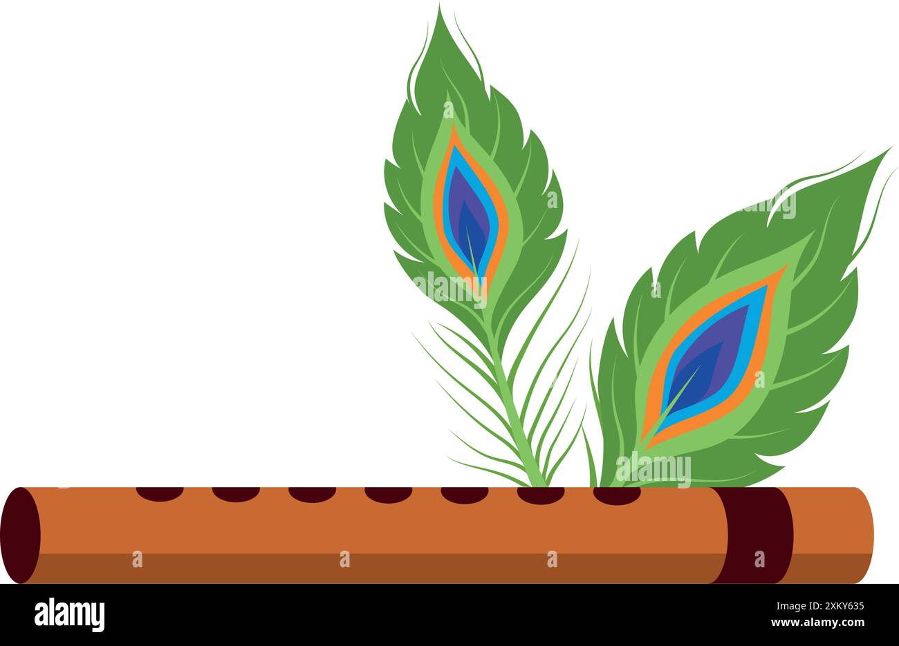 flute with peacock feathers Stock Vector Image & Art - Alamy