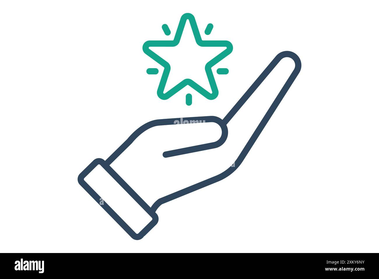Loyalty icon. hand with star. icon related to reward. line icon style ...