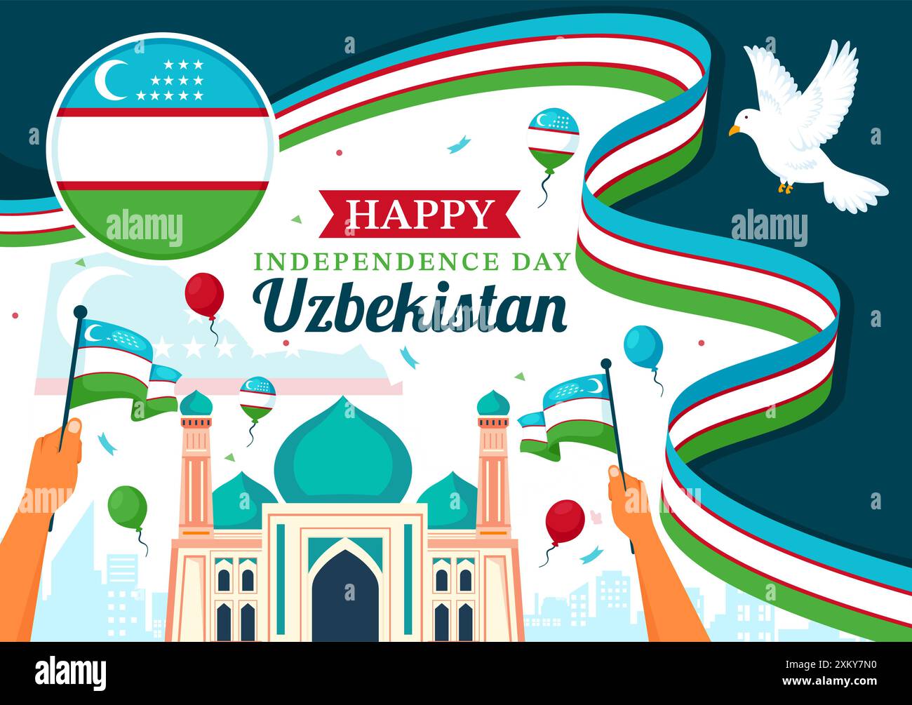 Happy Uzbekistan Independence Day Vector Illustration on September 1st ...