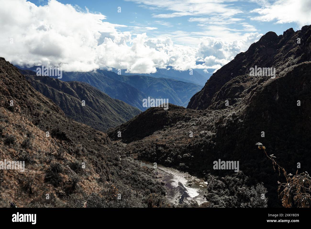 Urubamba River running trough the Andes Mountains, Inka Trail, Cusco ...