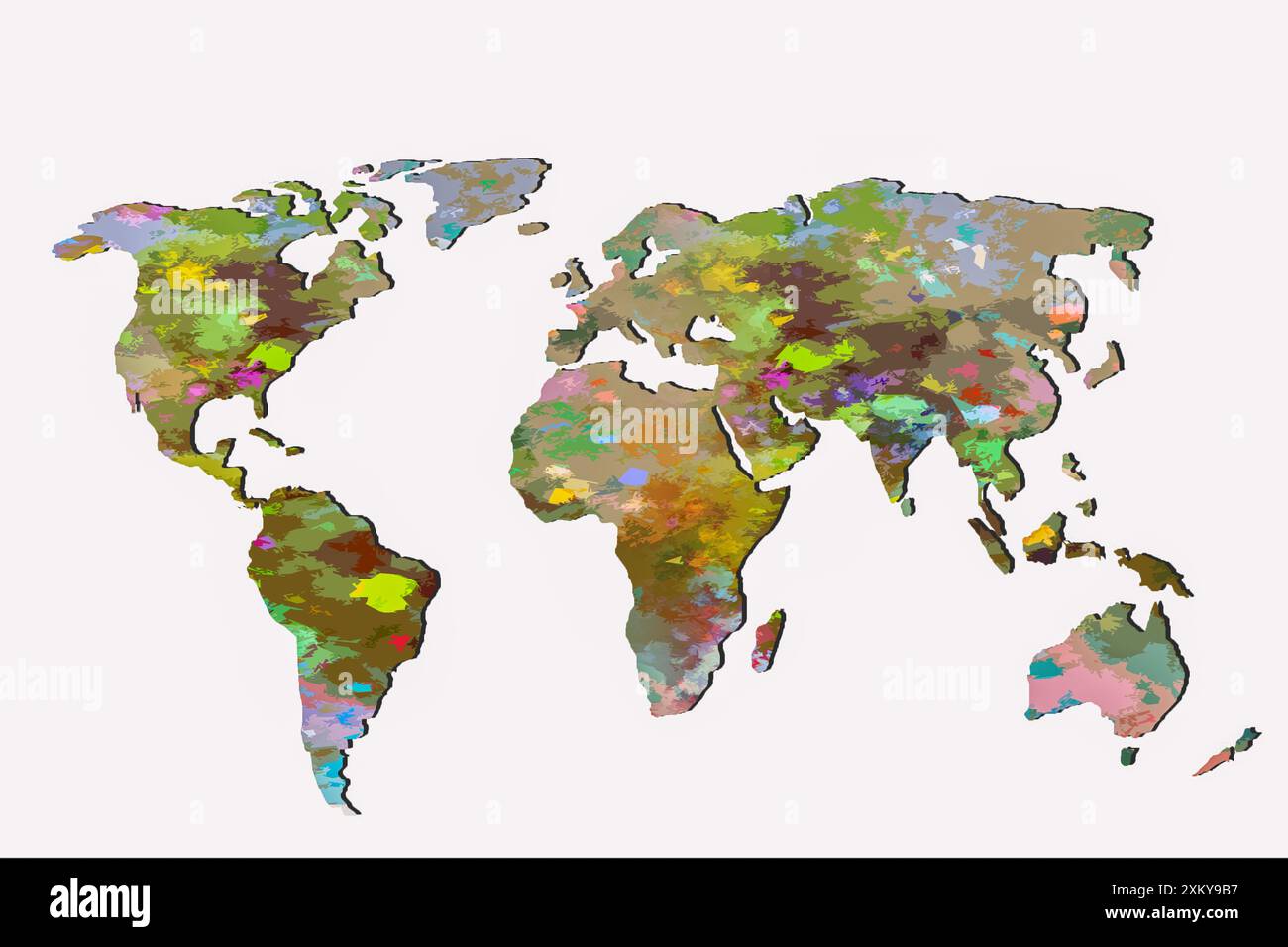 Roughly outlined world map with a colorful background patterns Stock ...
