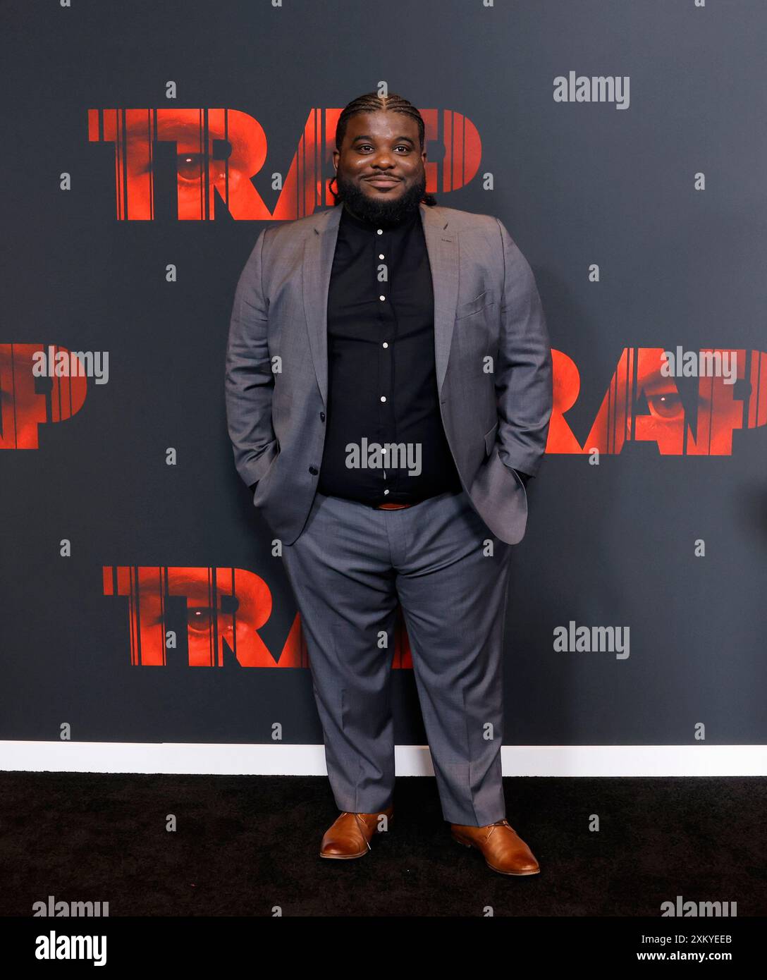 Jonathan Langdon arrives on the red carpet for the "Trap" world premiere at Alice Tully Hall on ...