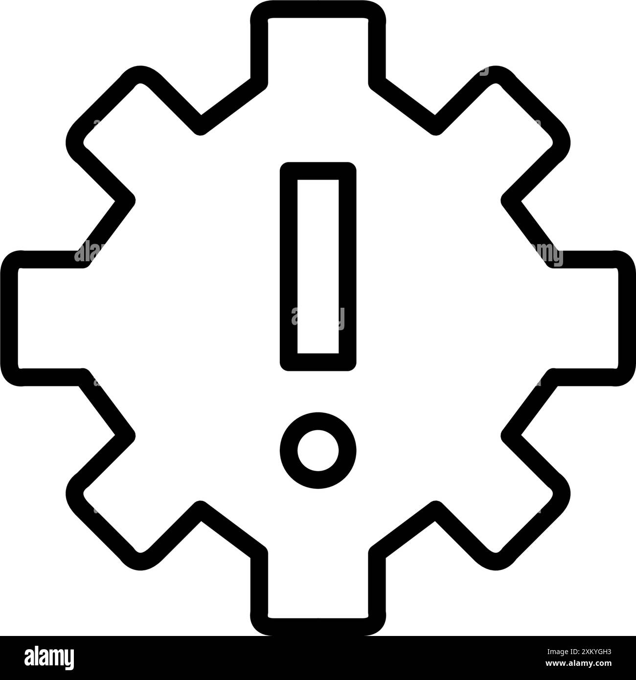 Cogwheel and exclamation mark. Alert system configuration. Pixel ...