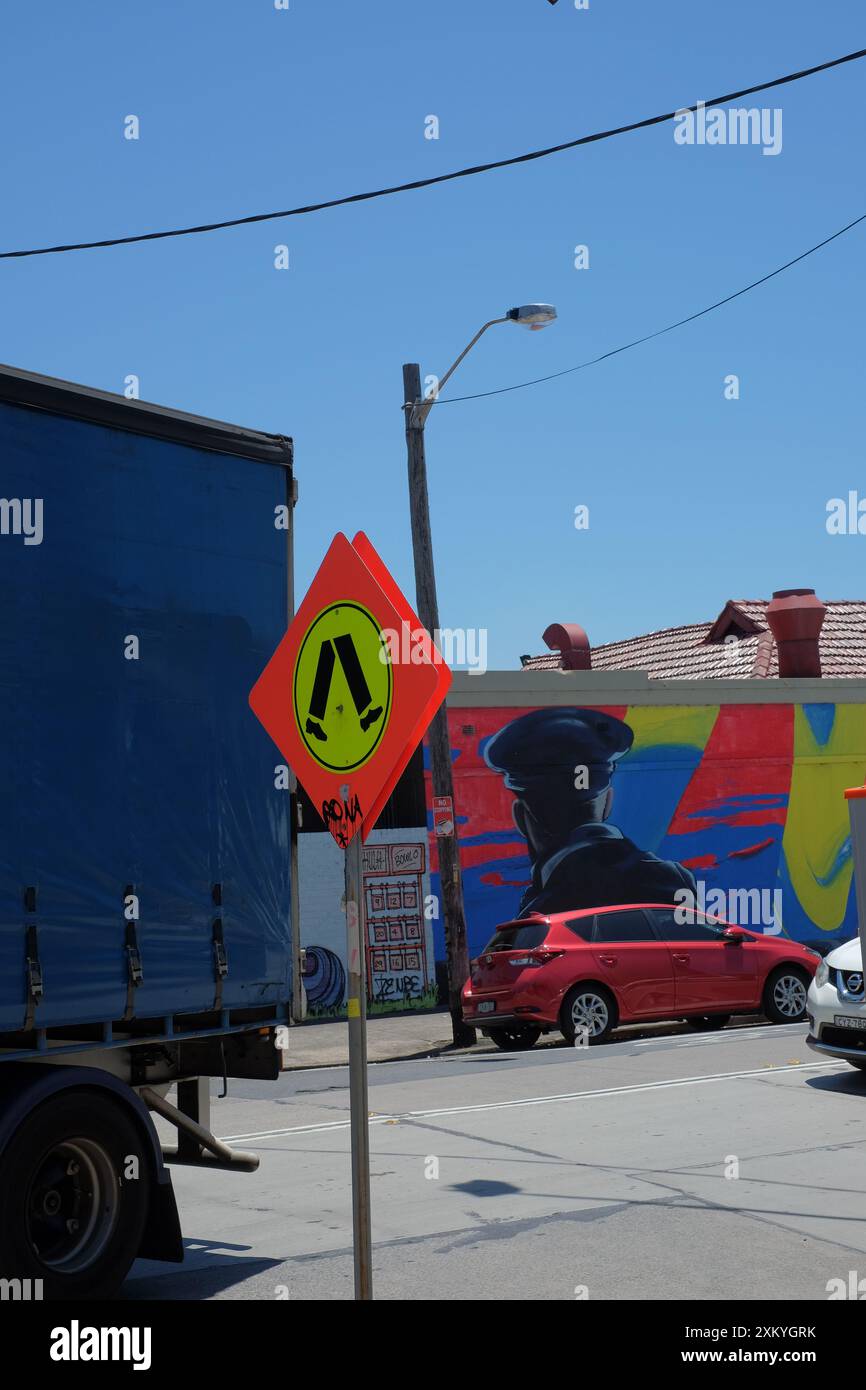 Blue truck, blue sky, Guerrilla art in the inner west Sydney, fluro ...