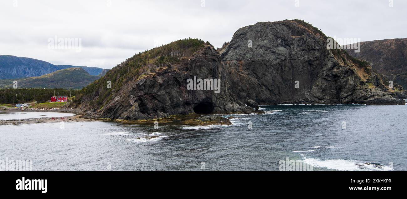 Sea cave at Bottle Cove, near Lark Harbor in southwest Newfoundland ...