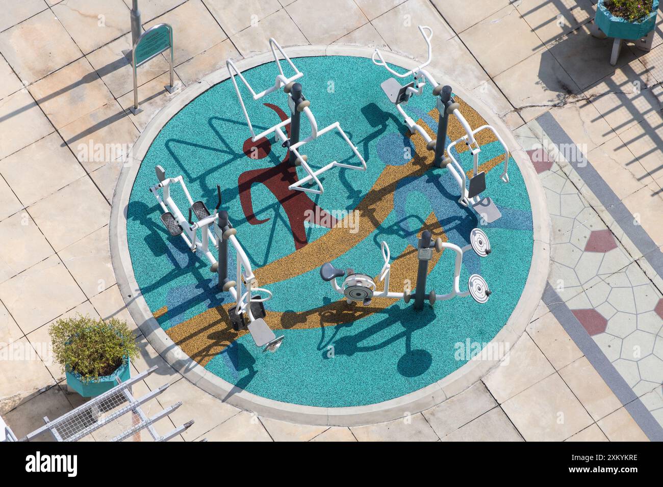 Aerial view of an outdoor public work out gym exercise station design ...