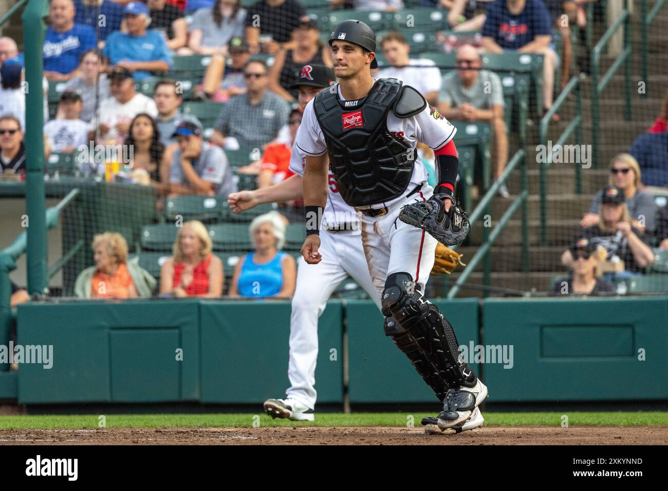 July 24th, 2024: Rochester Red Wings catcher Drew Millas (10) makes a ...