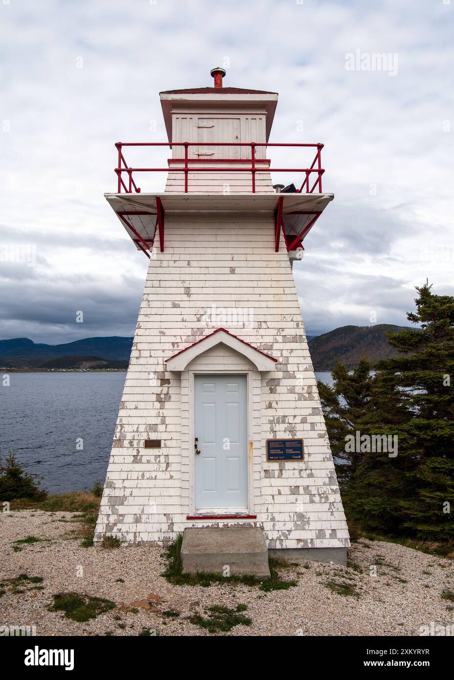 The Woody Point Lighthouse, at a height of 7.3 meters, is a square ...