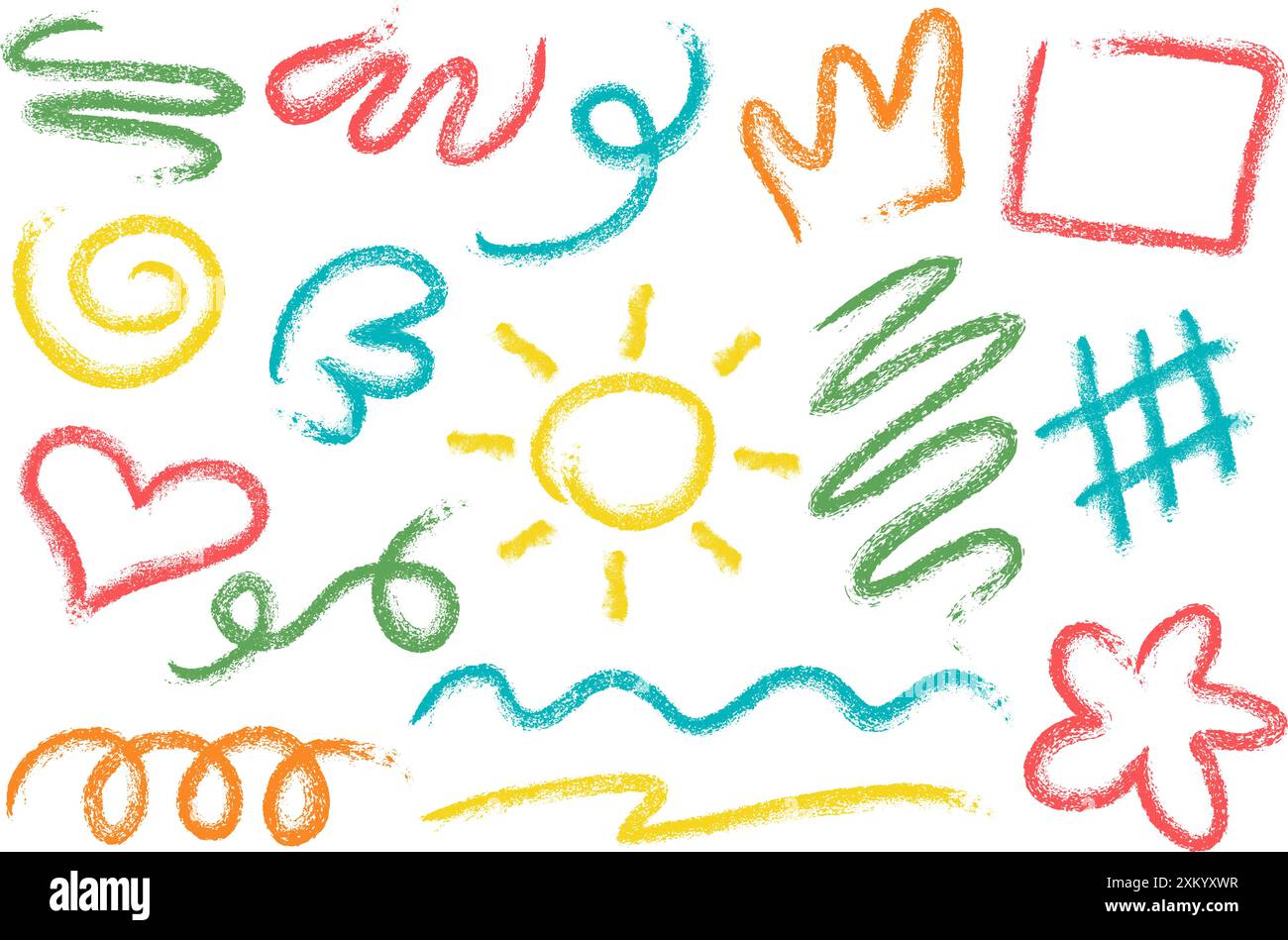 Crayon pencil color scribbles and lines. Chalk texture hand drawn ...