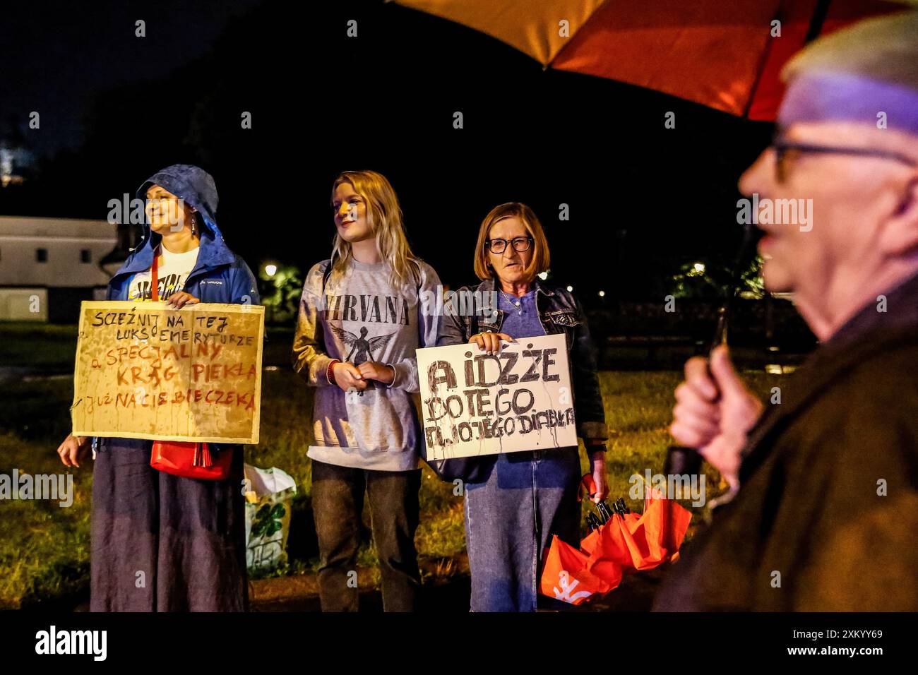 Protesters hold placards during a demonstration against radicalism and ...