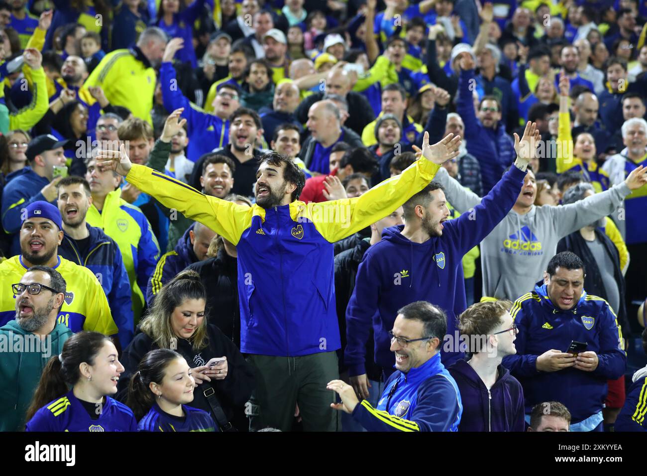 Boca Juniors’ supporters cheer for their team before the Copa ...