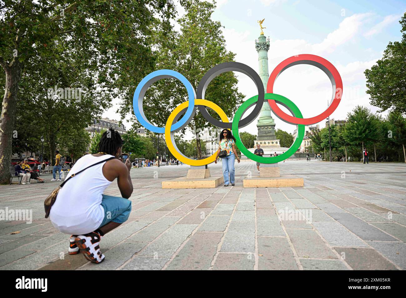 Paris, France. 24th July, 2024. Illustration of the logo and rings of ...
