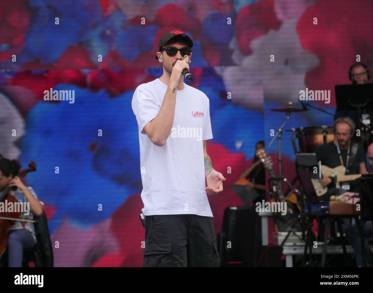 Carl Brave singer during orchestra rehearsals and acoustic test in ...