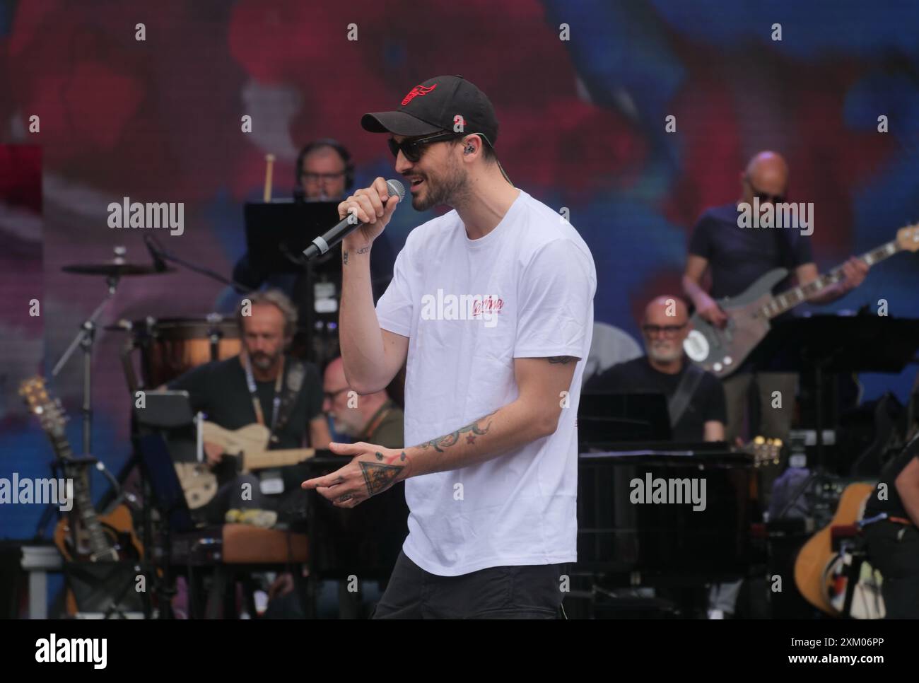 Carl Brave singer during orchestra rehearsals and acoustic test in ...