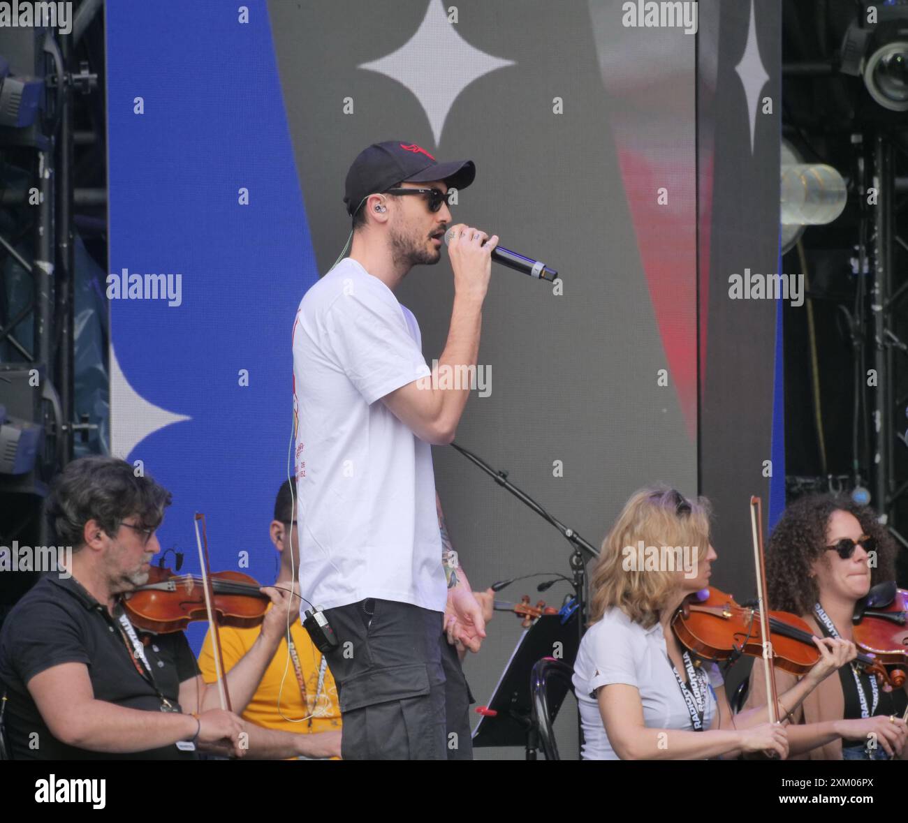 Carl Brave singer during orchestra rehearsals and acoustic test in ...