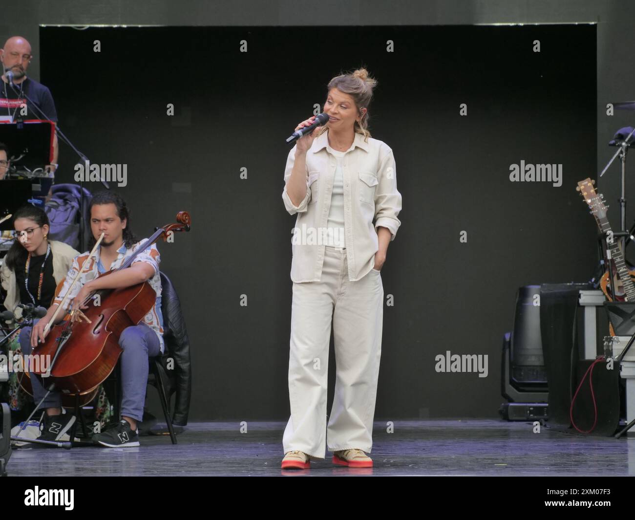 Alessandra Amoroso singer during orchestra rehearsals and acoustic test ...
