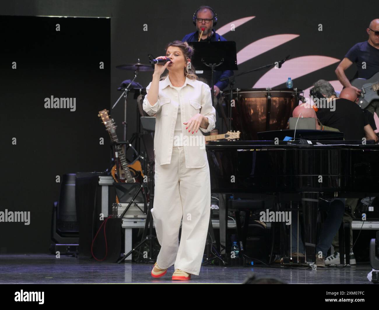 Alessandra Amoroso singer during orchestra rehearsals and acoustic test ...