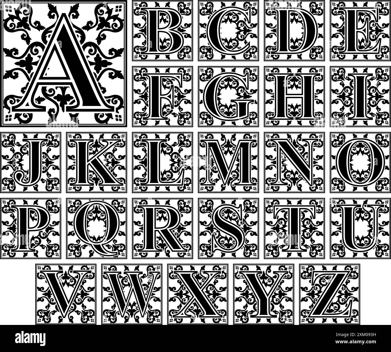 decorative letter alphabet, vintage, vector illustration Stock Vector ...