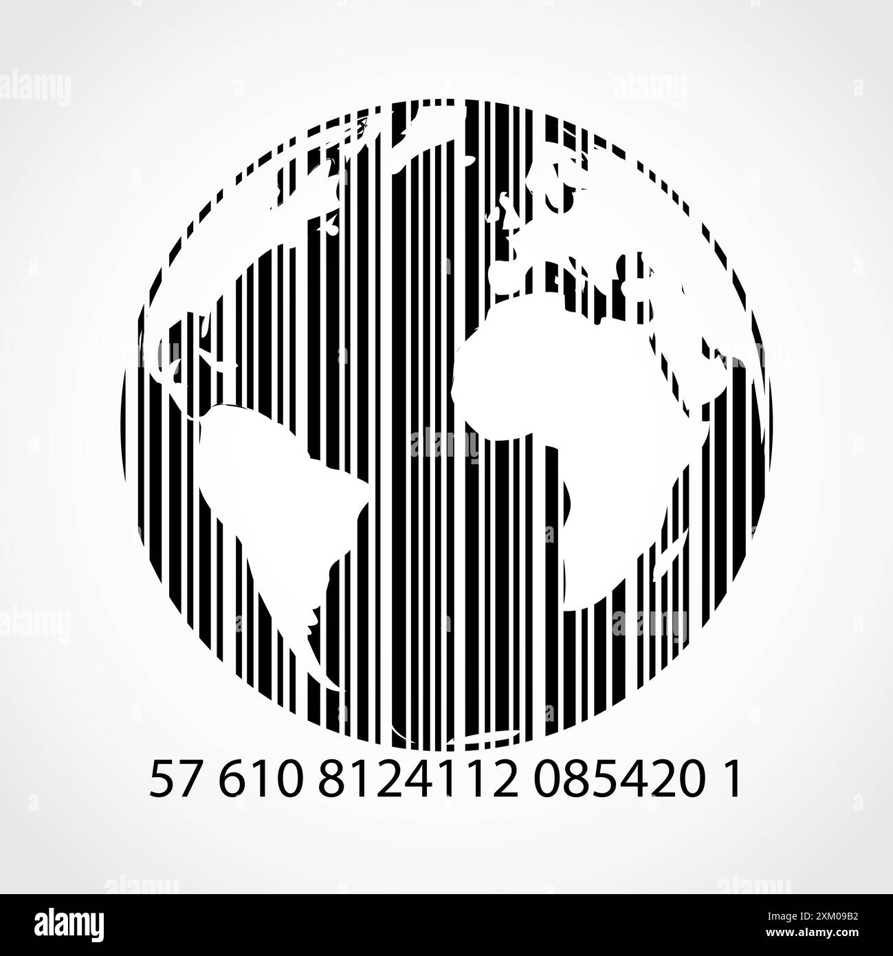 bar code world globe, black white vector illustration Stock Vector ...