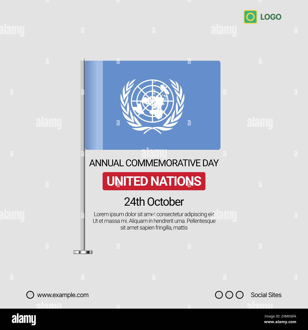 United Nations Day Social Media Banner, Editable Vector Design with ...
