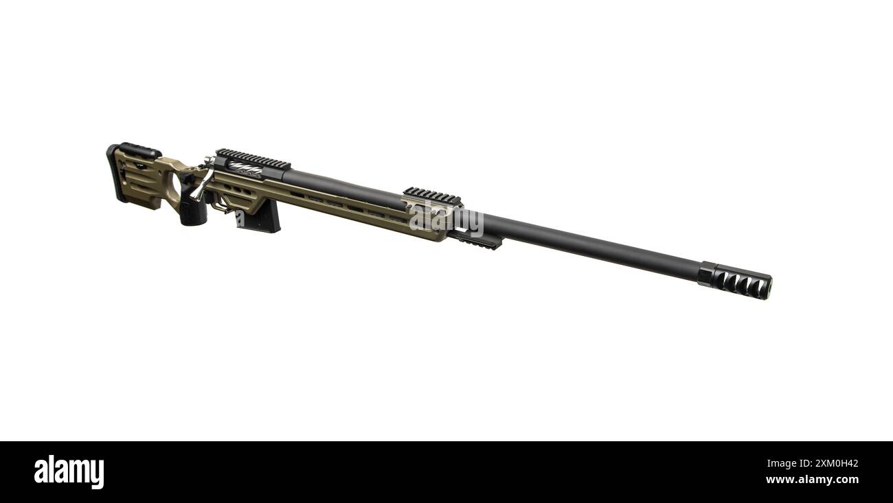 Modern bolt carbine isolated on white background. Weapons for sports ...