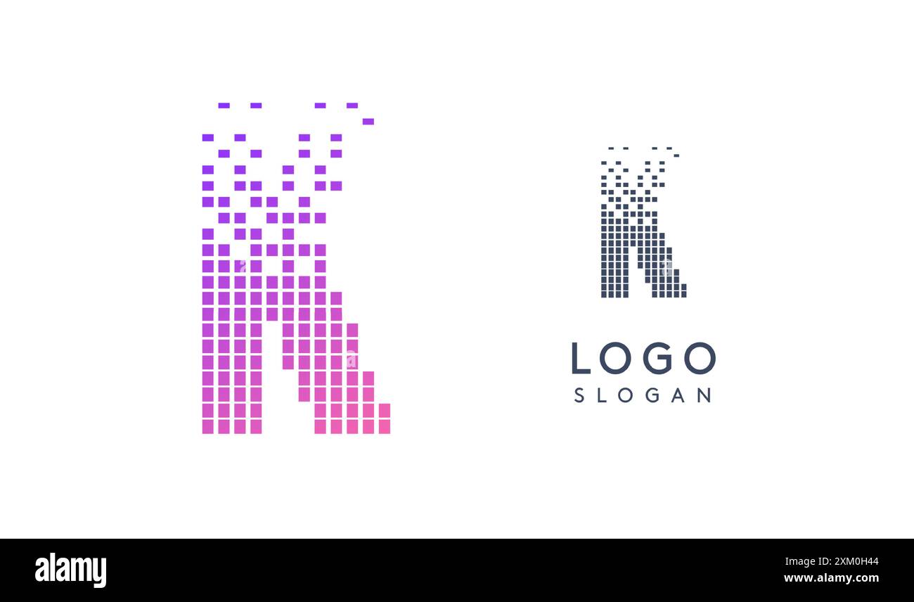 Pixelated Letter K transitioning into scattered pixels with gradient ...