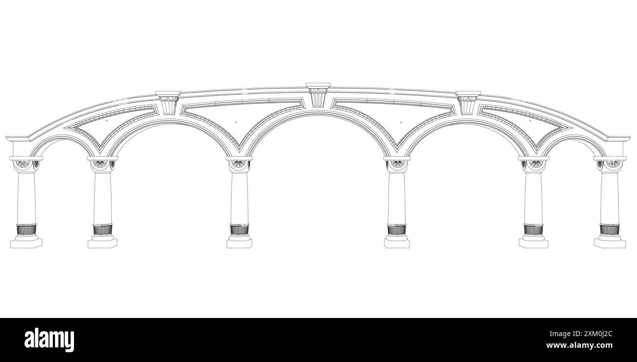 Contouring coloring of classical arch. Classic antique portal with ...