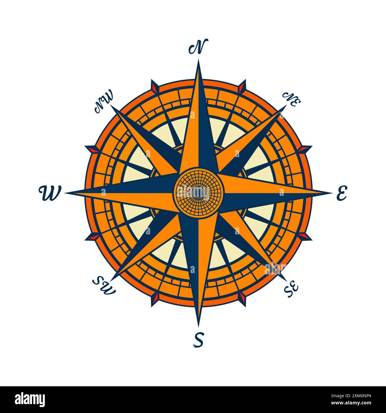 Vintage marine wind rose, nautical chart. Colorful navigational compass ...