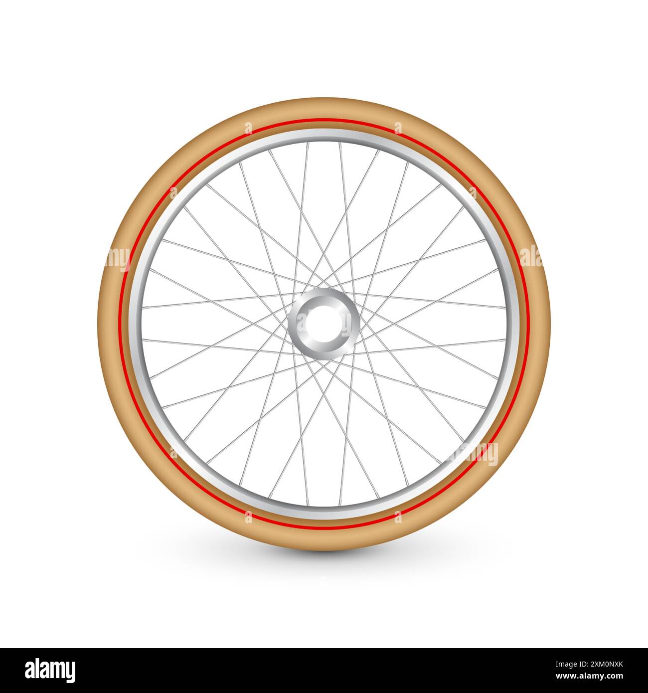 Realistic 3d retro bicycle wheel. Bike rubber tire, shiny metal spokes ...