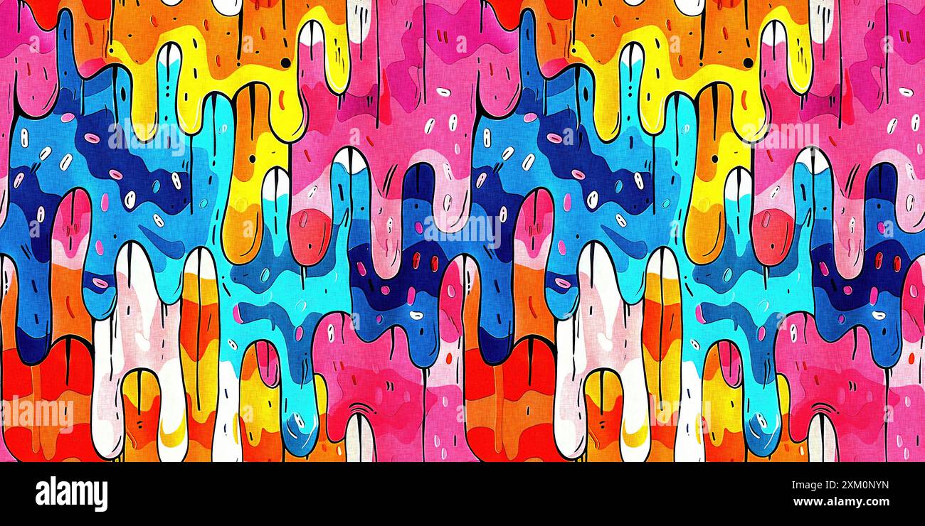 Fun dripping paint effect digital banner pattern with whimsical ink ...