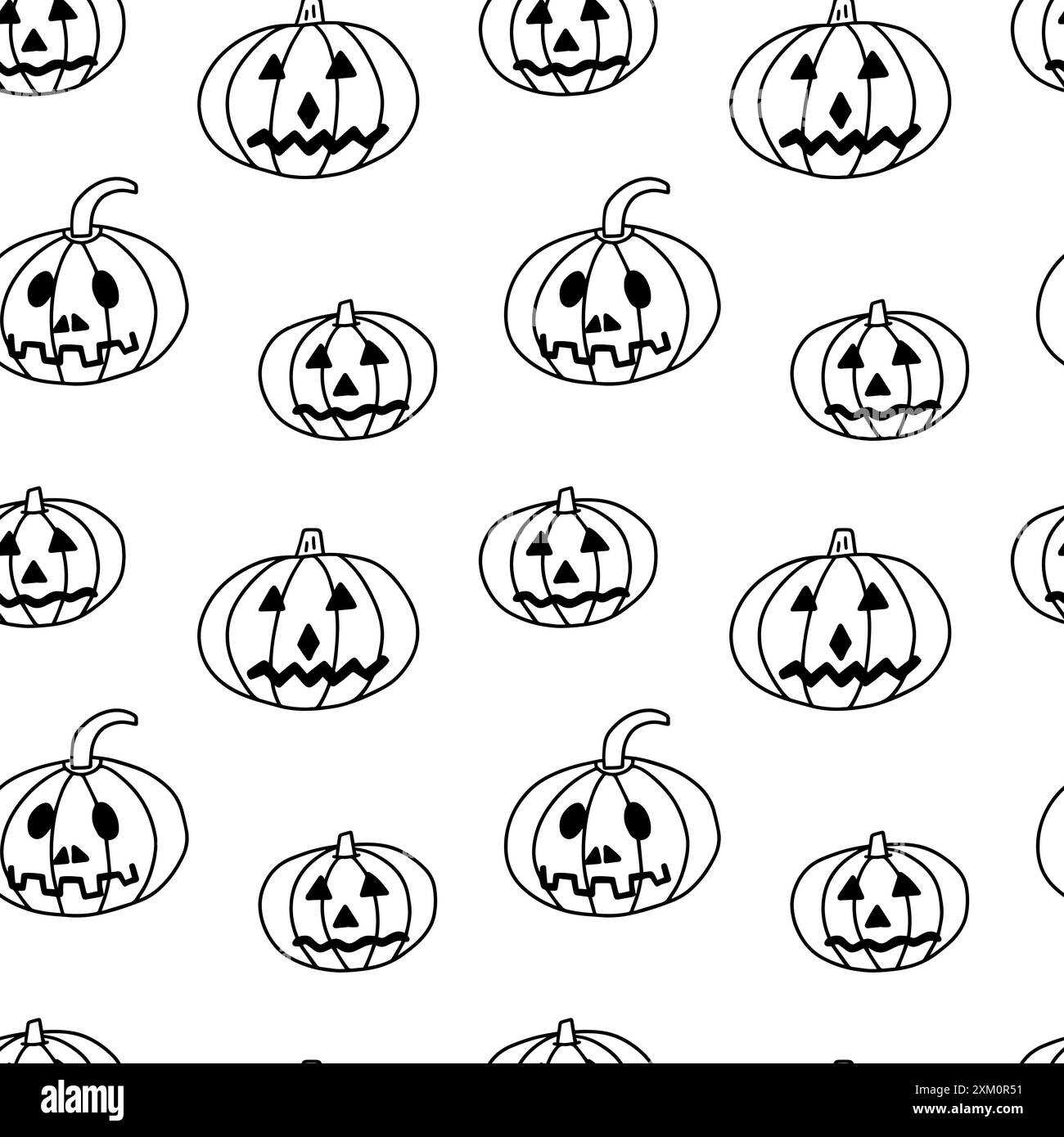 Seamless halloween scary pumpkins Black and White Stock Photos & Images ...