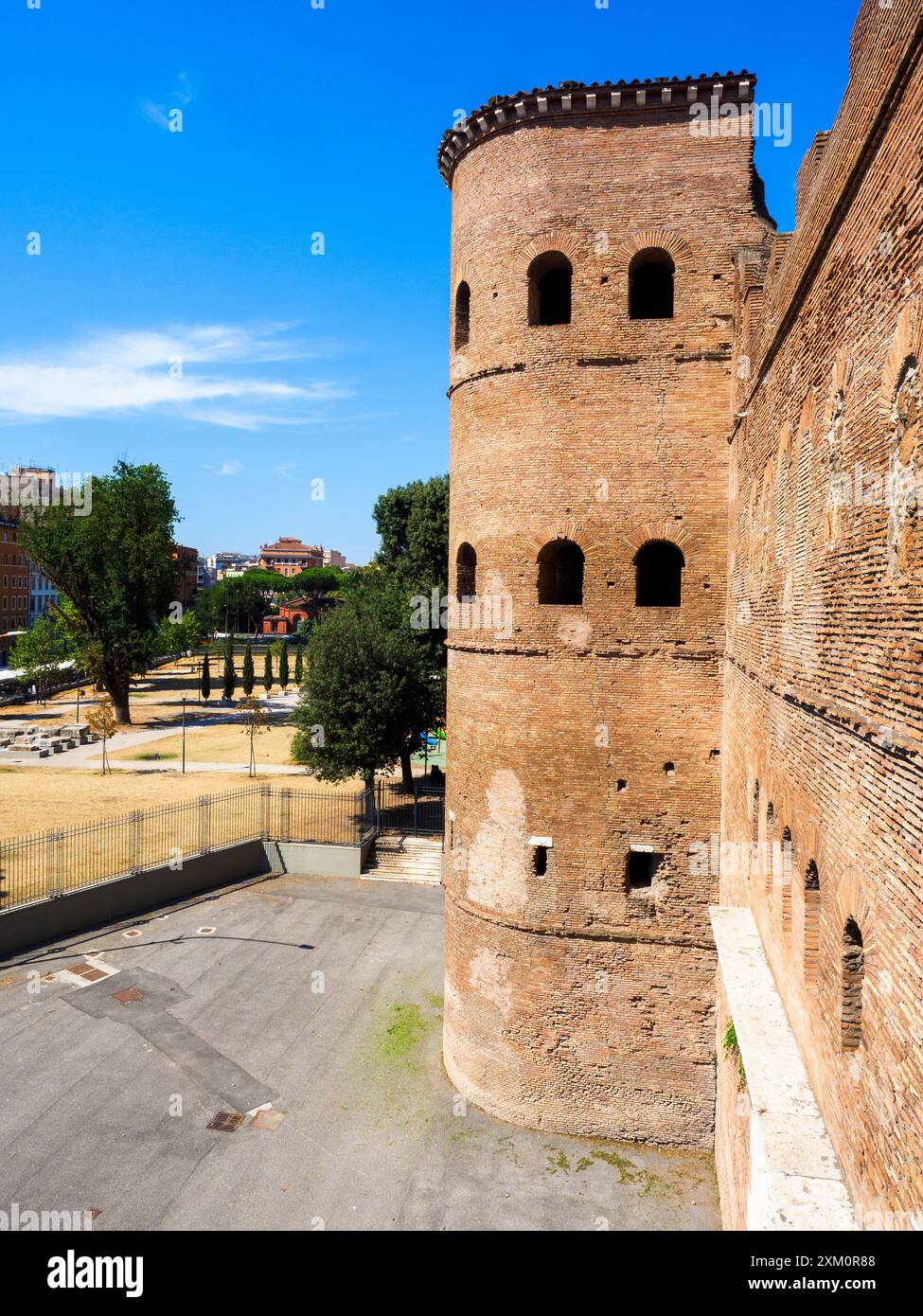 Tower of Porta Asinaria, a gate in the Aurelian Walls of Rome built ...