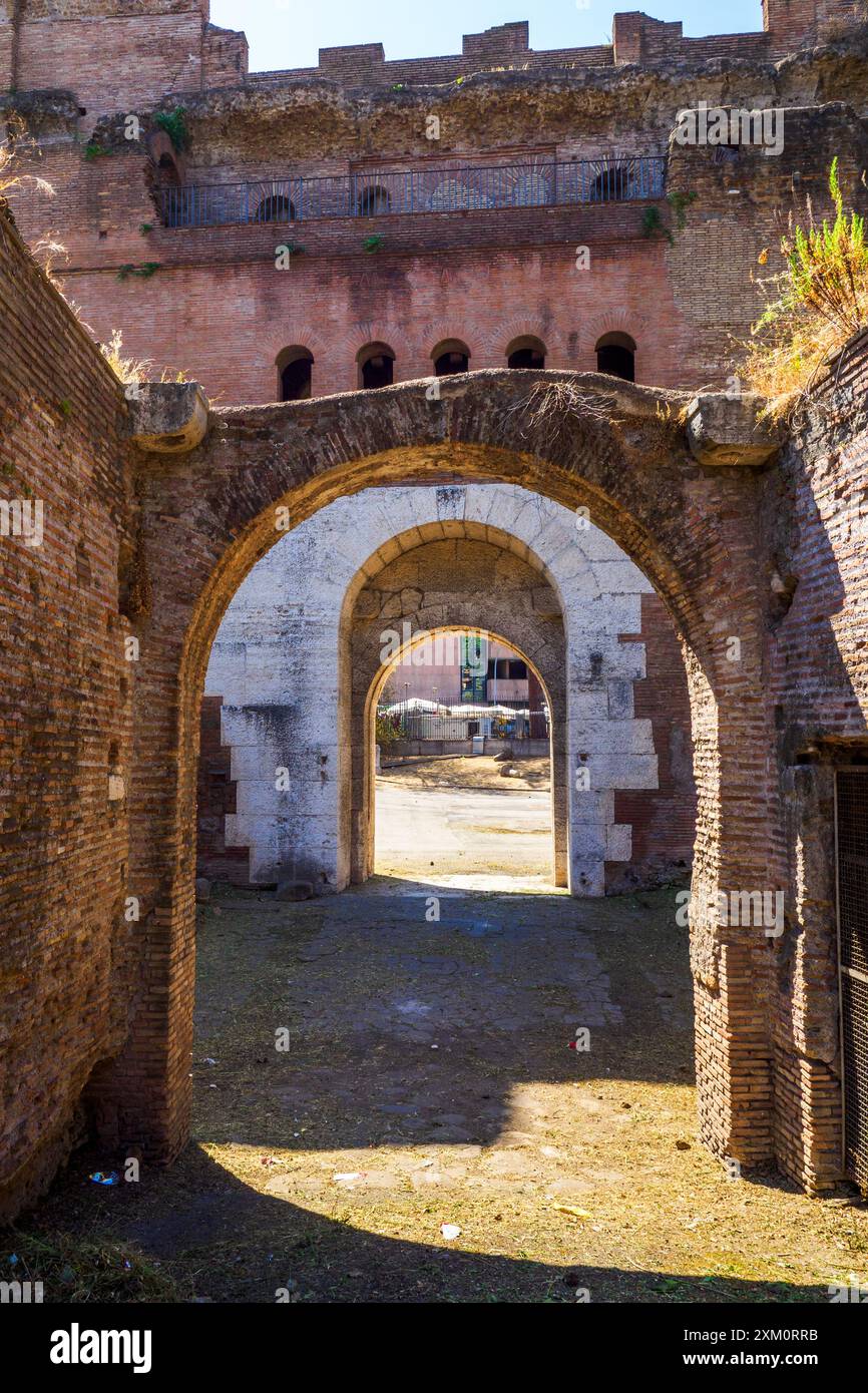 Arch that leads to Porta Asinaria, a gate in the Aurelian Walls of Rome ...