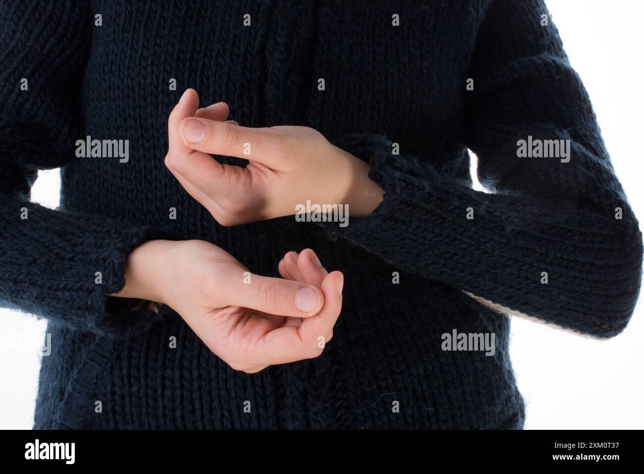 Hand making a gesture on a white background Stock Photo - Alamy