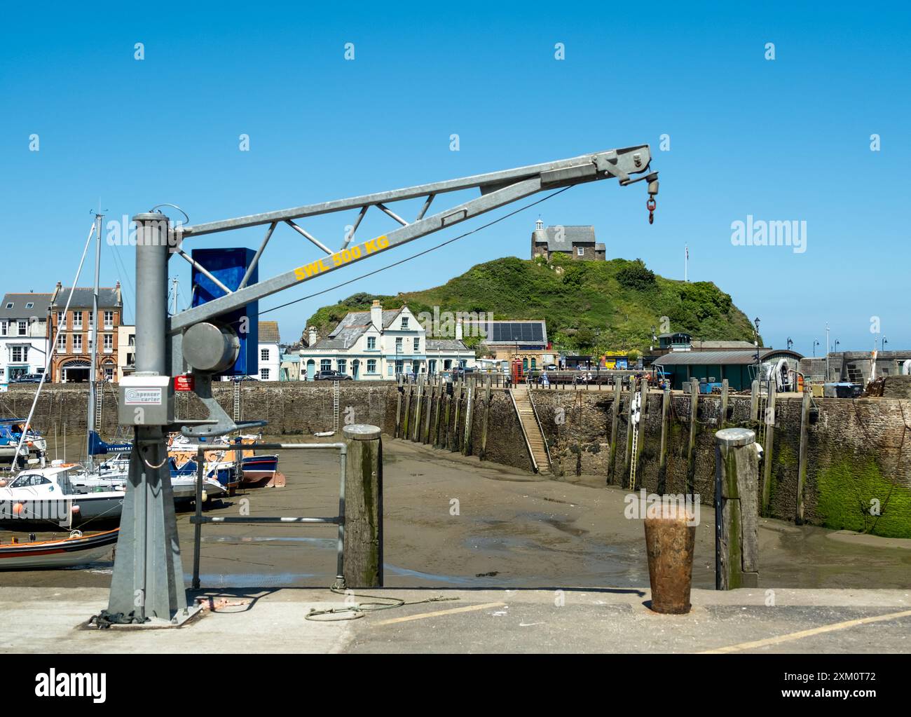 Crane used to hoist fish crates from trawlers and fishing boats in the ...