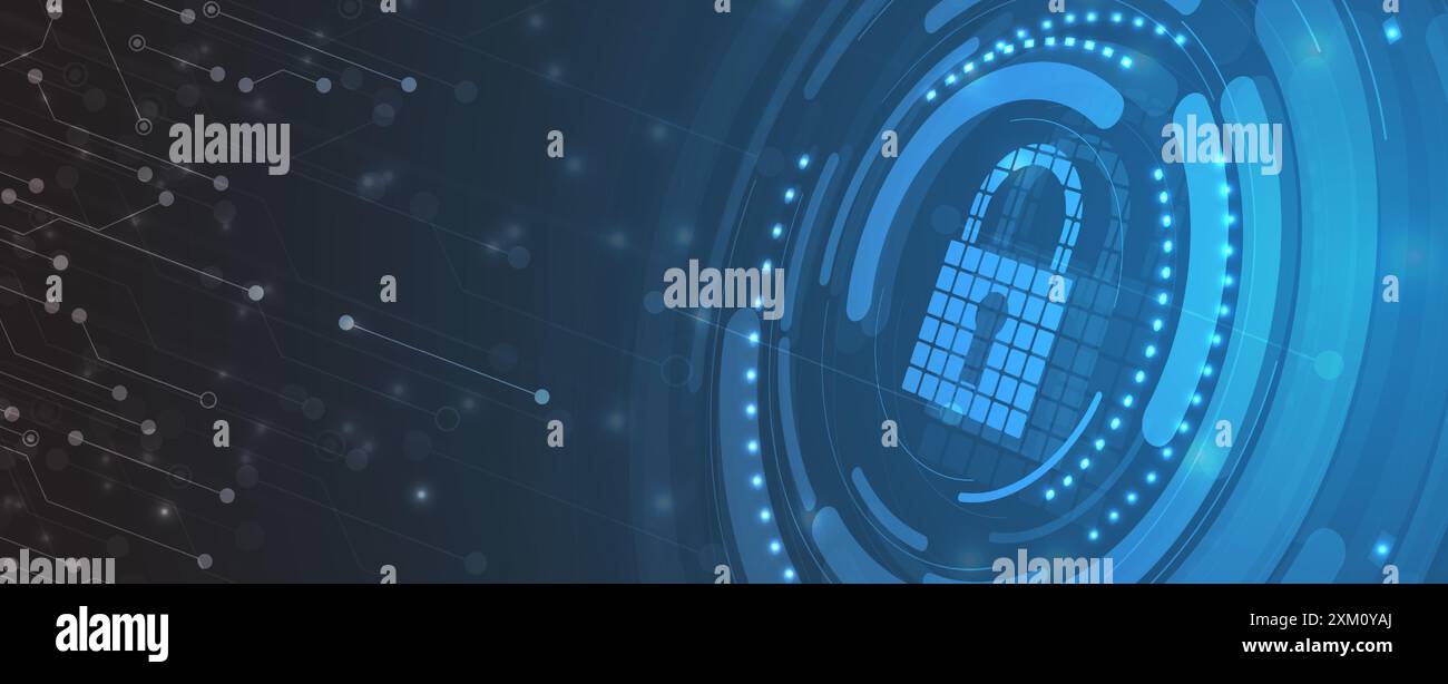 Internet digital syber security technology concept for business background. Lock on circuit ...