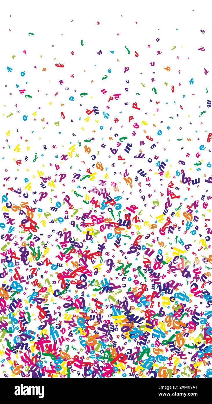 Concept of school background. Colorful childish falling letters of ...