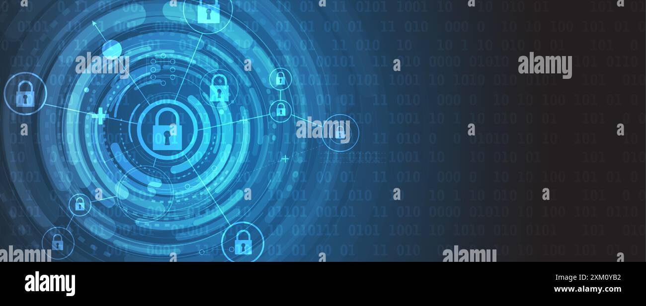 Internet digital syber security technology concept for business background. Lock on circuit ...