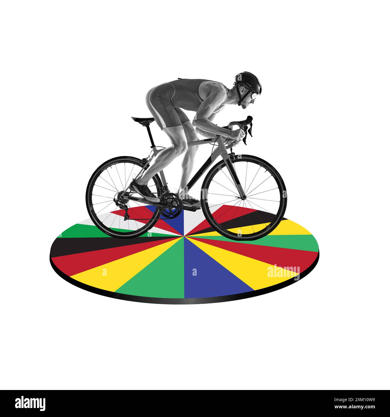 Riding bicycle on country road Cut Out Stock Images & Pictures - Alamy