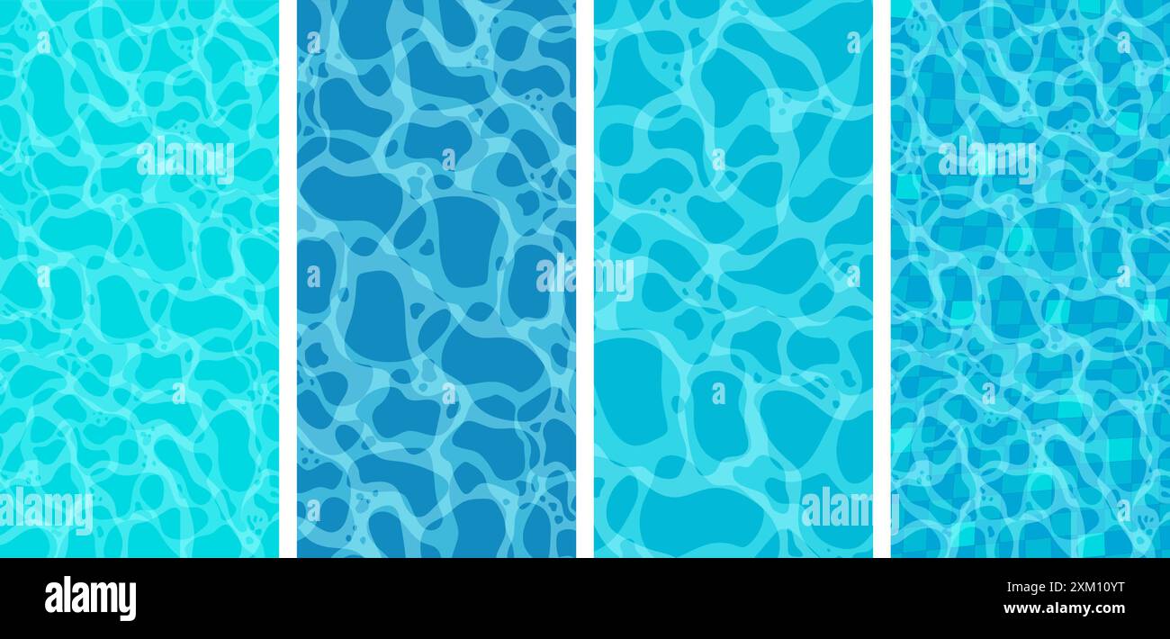 Realistic swimming pool bottom with blue water waves texture. Summer ...