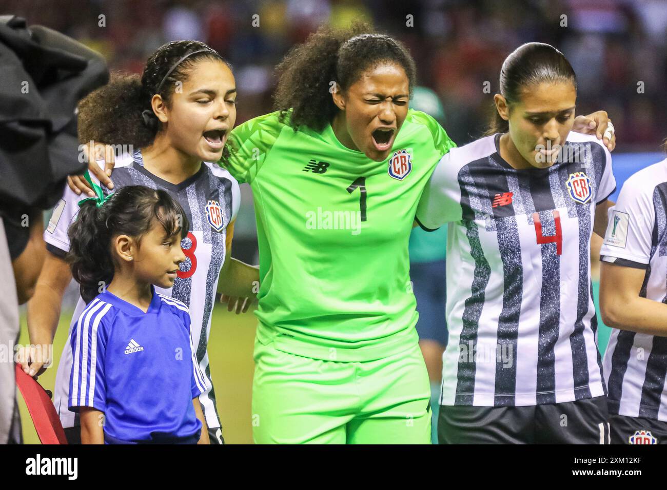 Alexandra Pinell, Goalkeeper Genesis Perez and Keilyn Chavarria of ...