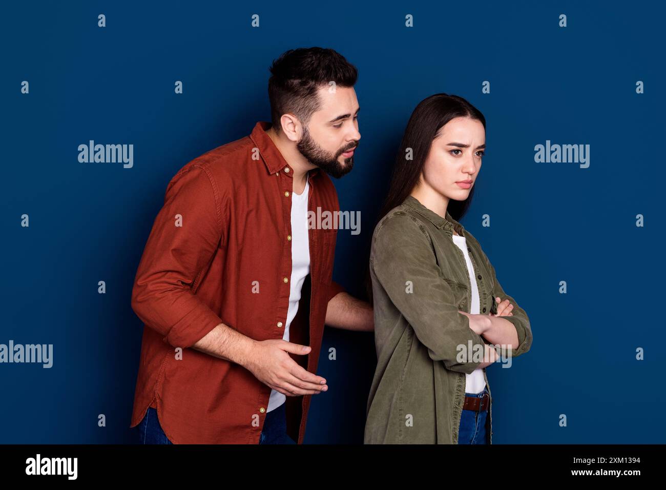 Photo of angry sad annoyed irritated wife husband avoid conflict ...