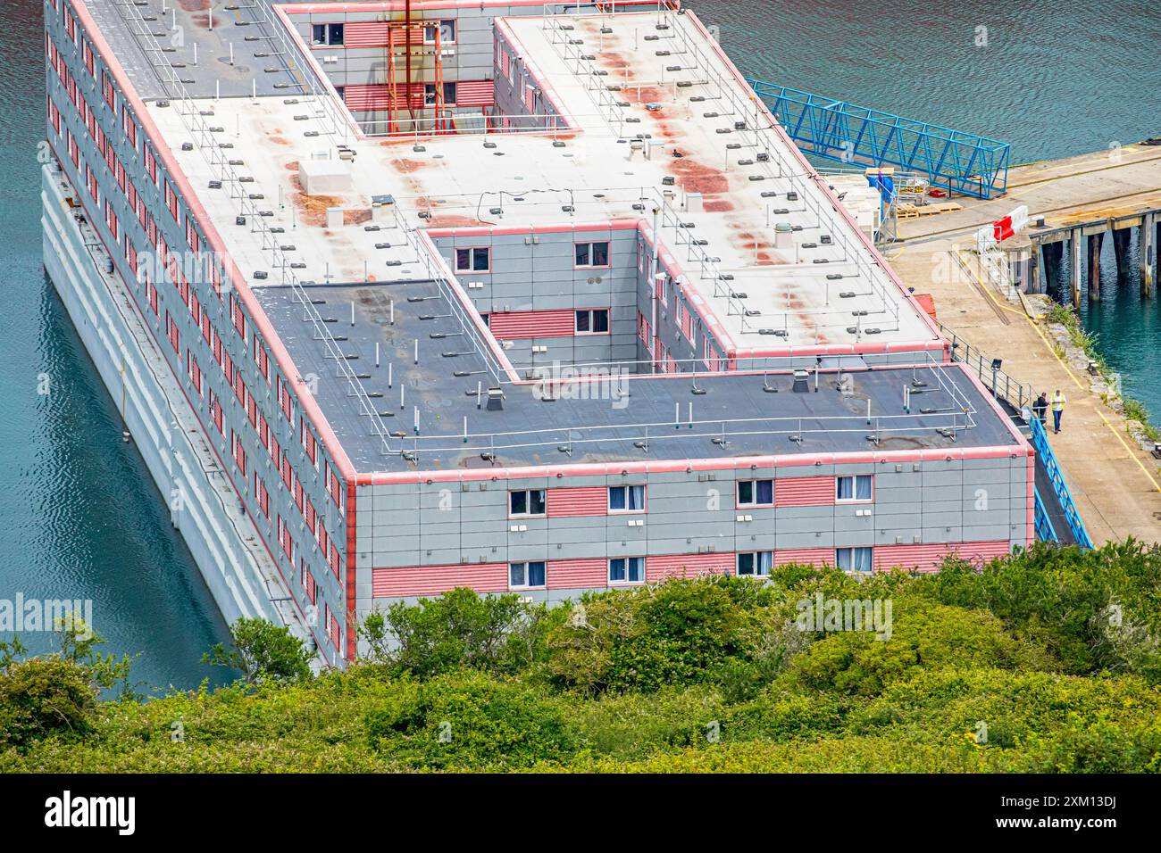 General view from above of the Bibby Stockholm asylum seekers barge ...