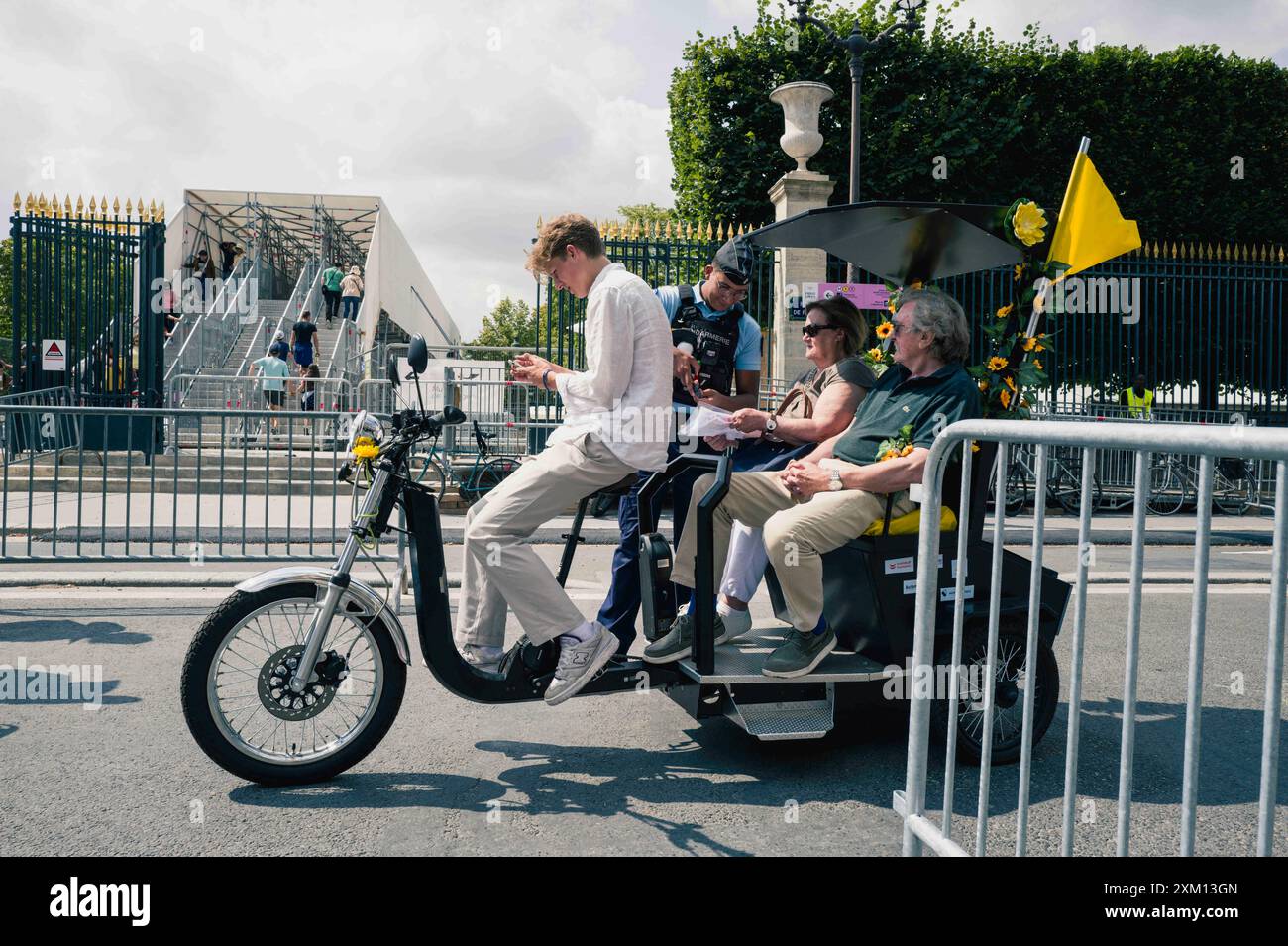Paris, France. 24th July, 2024. QR code, Games Pass, checked by police ...